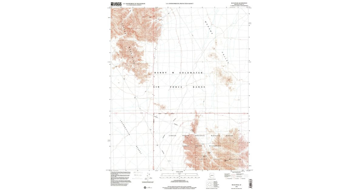 1996 Map of Buck Peak, Yuma County, AZ — High-Res | Pastmaps