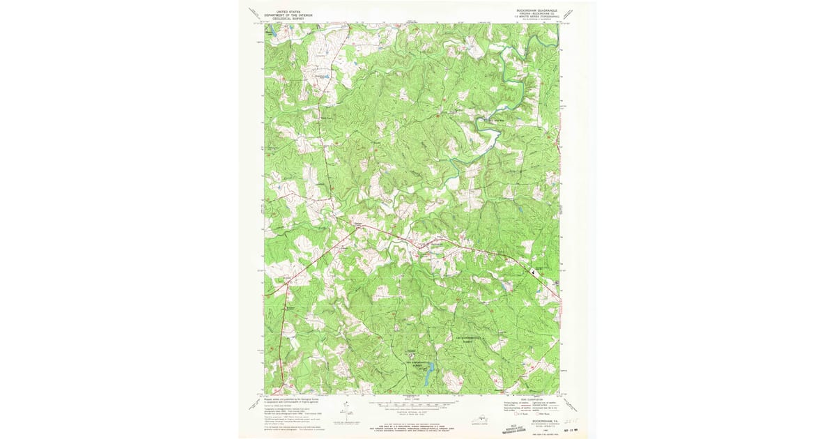 1968 Map of Buckingham, Buckingham County, VA — High-Res | Pastmaps