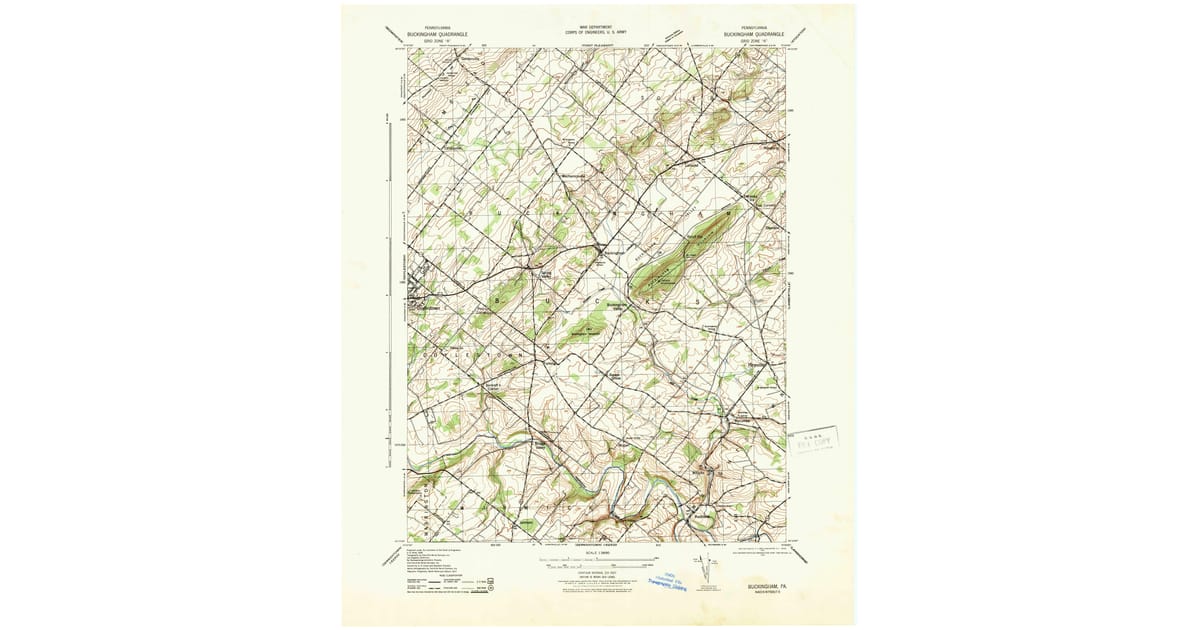 1943 Map of Buckingham, Bucks County, PA — High-Res | Pastmaps