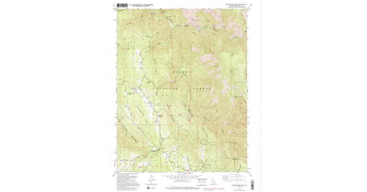 1992 Map of Buckingham Mtn, Mariposa County, CA — High-Res | Pastmaps