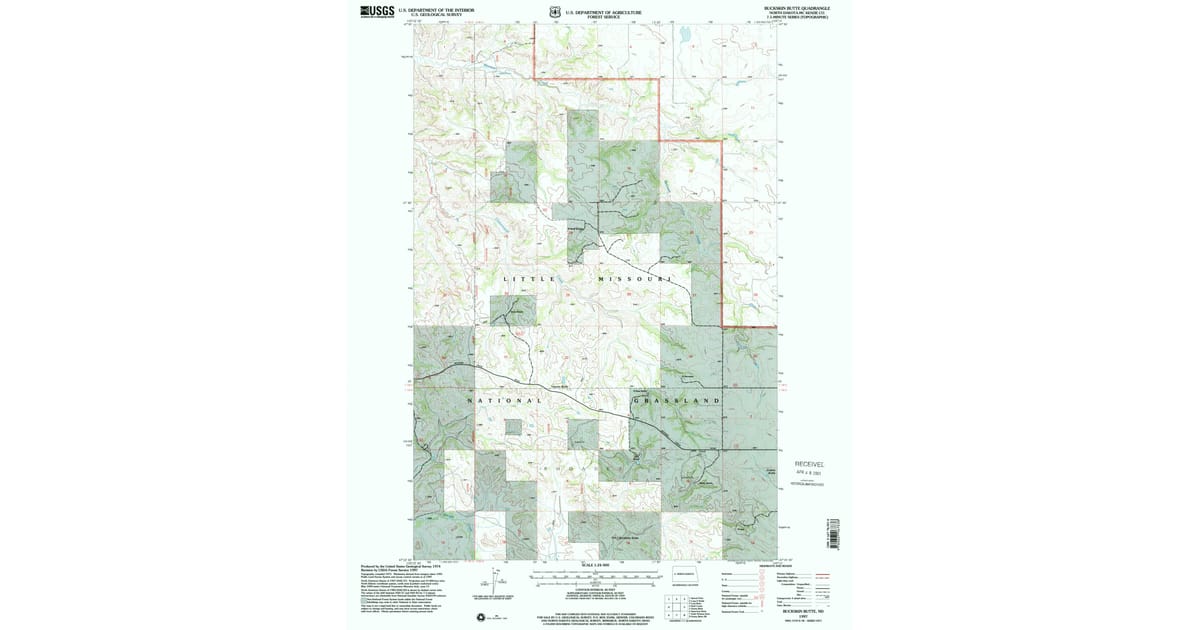1997 Map of Buckskin Butte, McKenzie County, ND — High-Res | Pastmaps