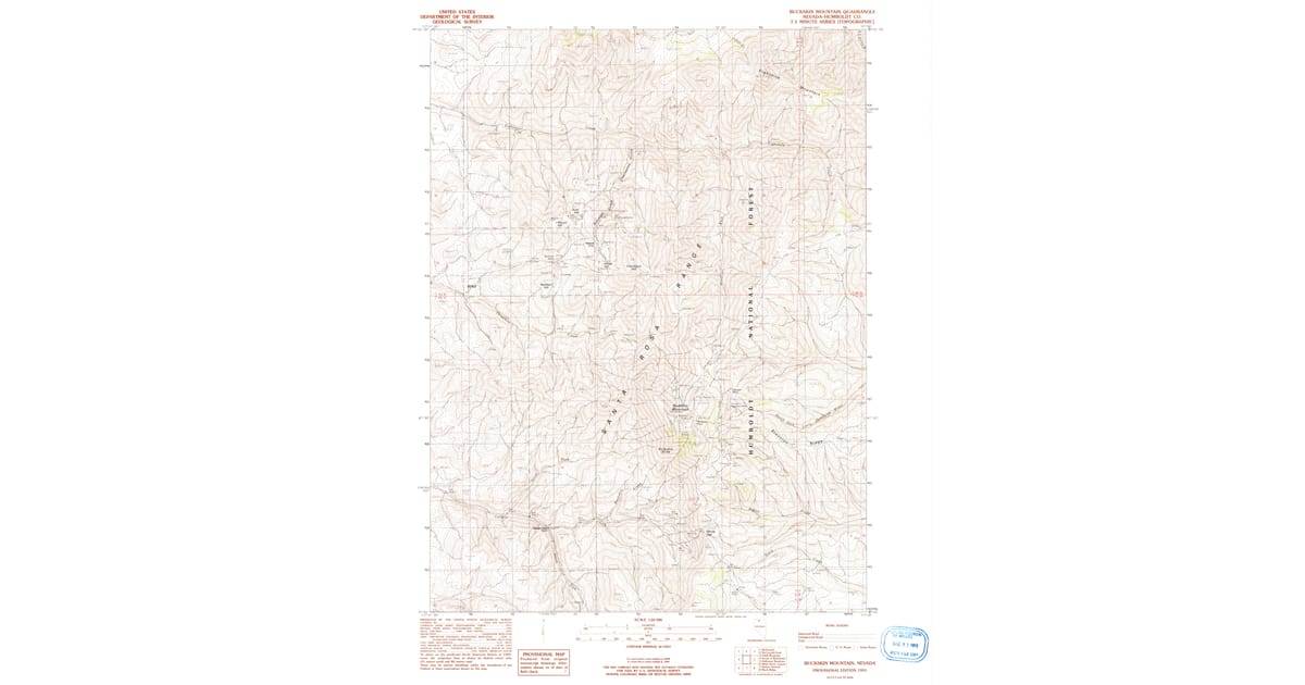 1991 Map of Buckskin Mountain, Humboldt County, NV — High-Res | Pastmaps