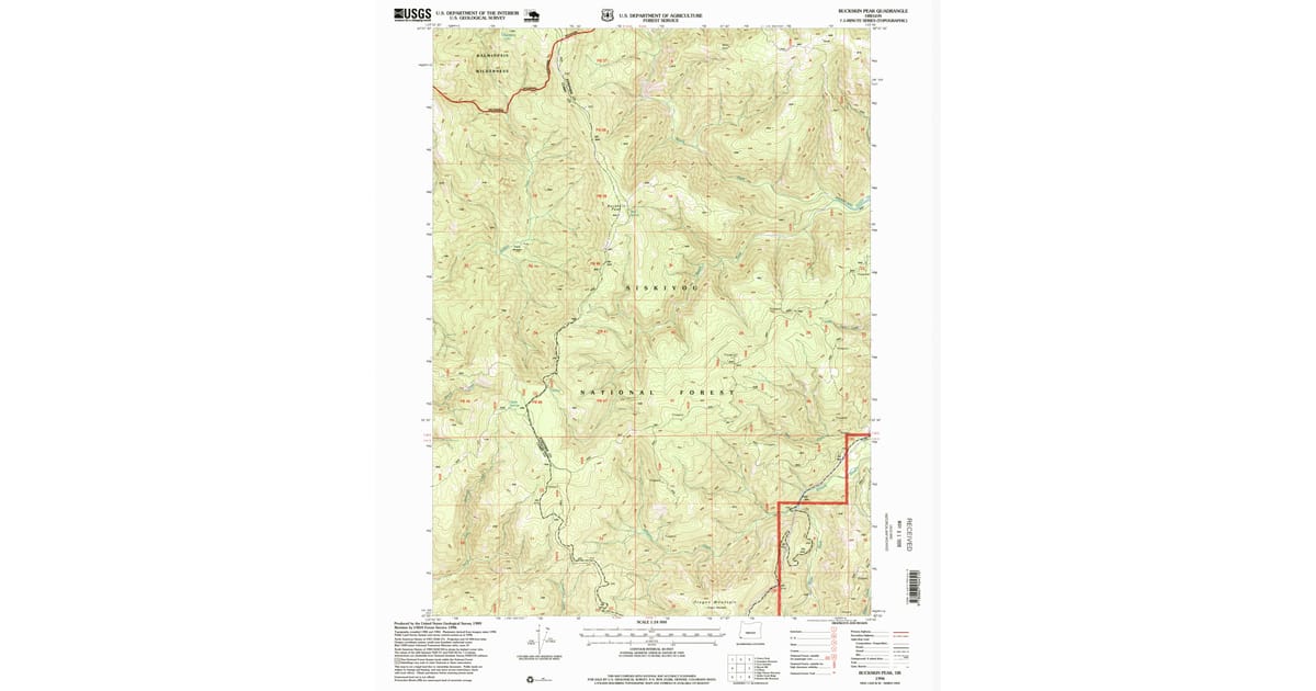1996 Map of Buckskin Peak, Josephine County, OR — High-Res | Pastmaps