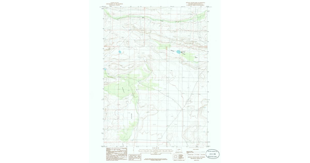 1986 Map of Buffalo Hump Basin, Sweetwater County, WY — High-Res | Pastmaps