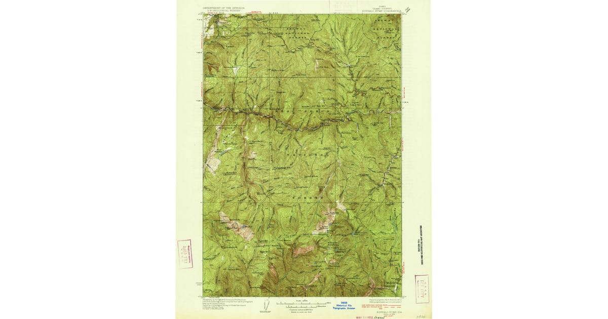 1934 Map of Buffalo Hump, Idaho County, ID — High-Res | Pastmaps