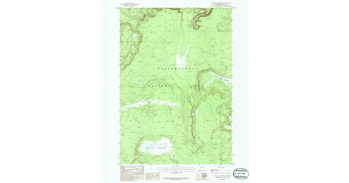 1986 Map of Buffalo Meadows, Teton County, WY — High-Res | Pastmaps