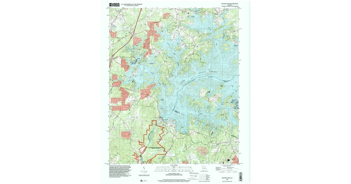 1993 Map of Buford Dam, Forsyth County, GA — High-Res | Pastmaps