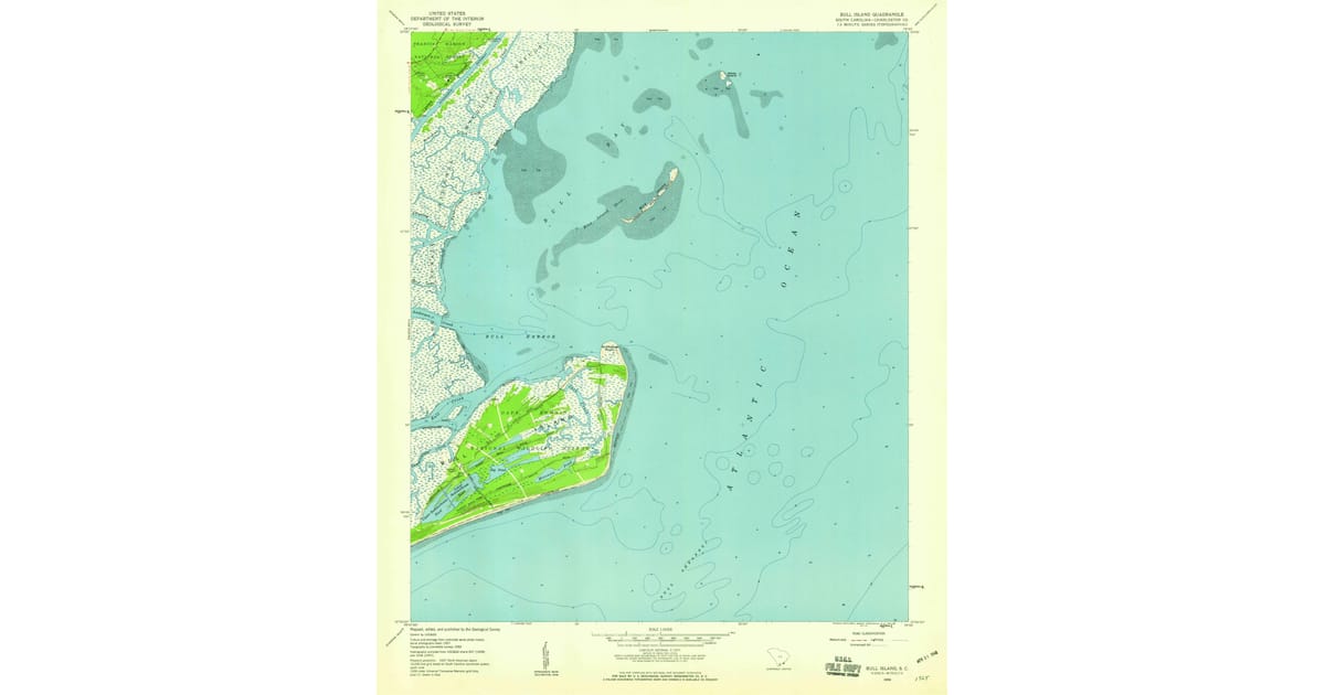 1959 Map of Bull Island, Charleston County, SC — High-Res | Pastmaps