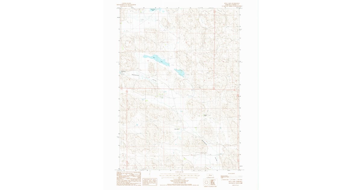 1987 Map of Bull Lake, Cherry County, NE — High-Res | Pastmaps