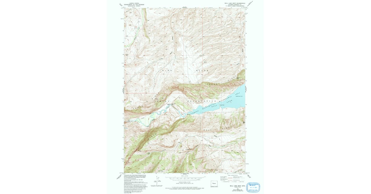 1952 Map of Bull Lake West, Fremont County, WY — High-Res, 1993 Print ...