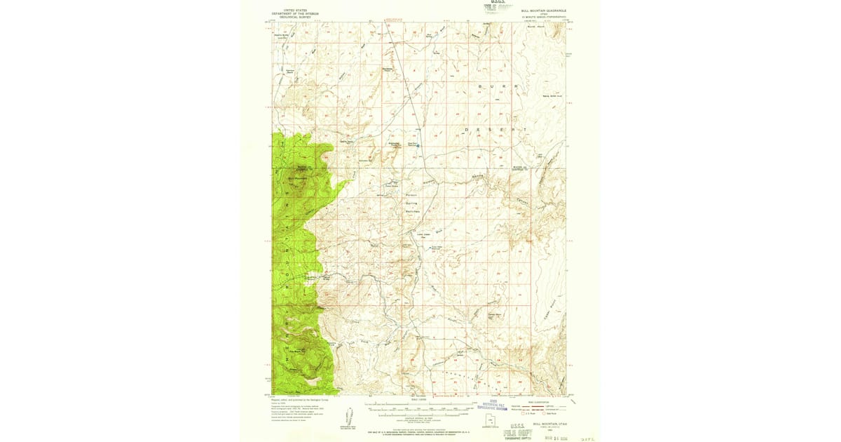 1952 Map of Bull Mountain, Garfield County, UT — High-Res | Pastmaps