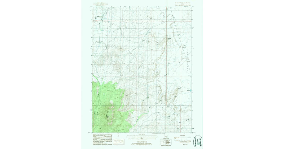 1988 Map of Bull Mountain, Wayne County, UT — High-Res | Pastmaps