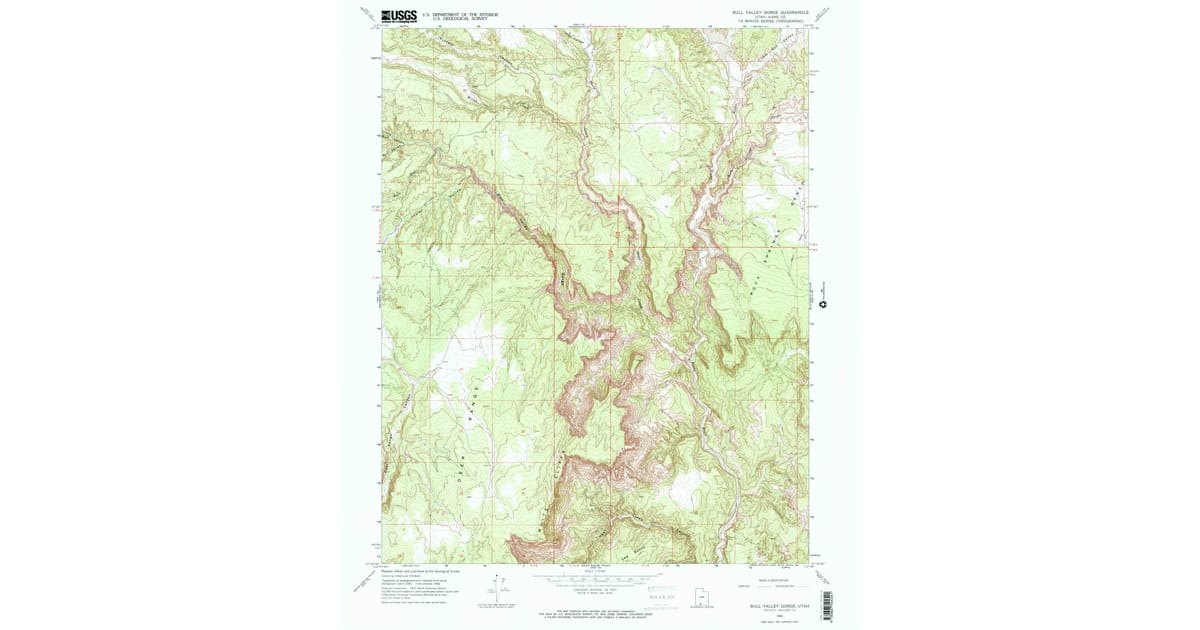 1966 Map of Bull Valley Gorge, Kane County, UT — High-Res | Pastmaps