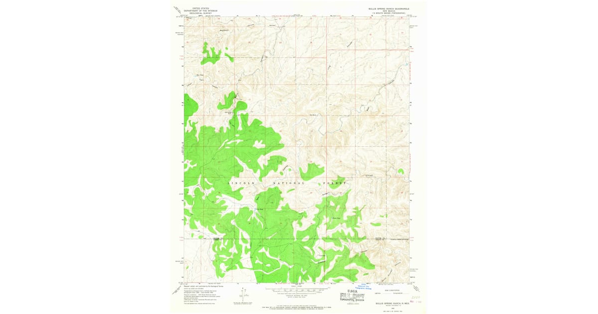 1965 Map of Bullis Spring Ranch, Chaves County, NM — High-Res | Pastmaps
