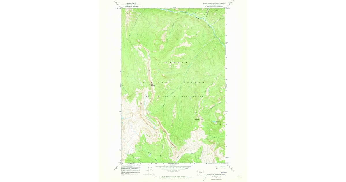 1970 Map of Bungalow Mountain, Flathead County, MT — High-Res | Pastmaps