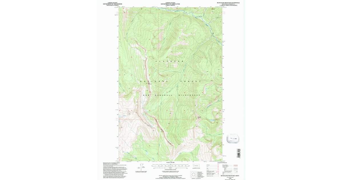 1994 Map of Bungalow Mountain, Flathead County, MT — High-Res | Pastmaps