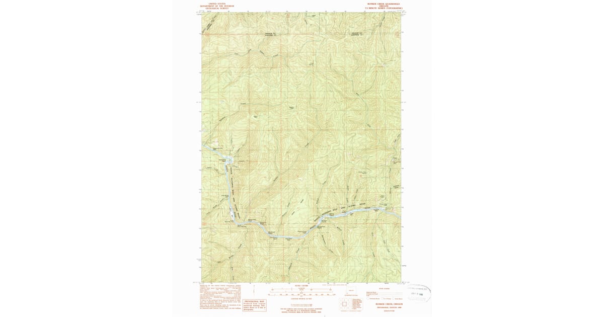 1989 Map of Bunker Creek, Josephine County, OR — High-Res | Pastmaps
