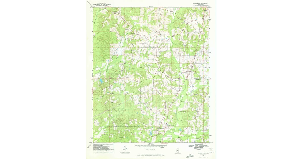 1970 Map of Bunker Hill, Jefferson Davis County, MS — High-Res | Pastmaps