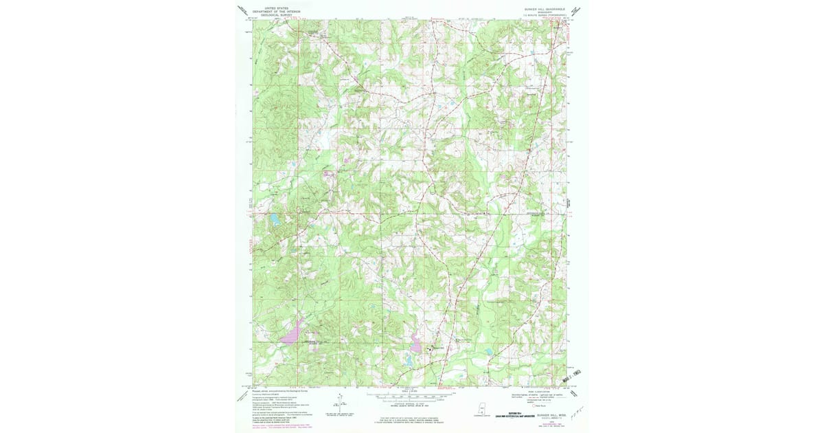 1970 Map of Bunker Hill, Jefferson Davis County, MS — High-Res, 1982 ...