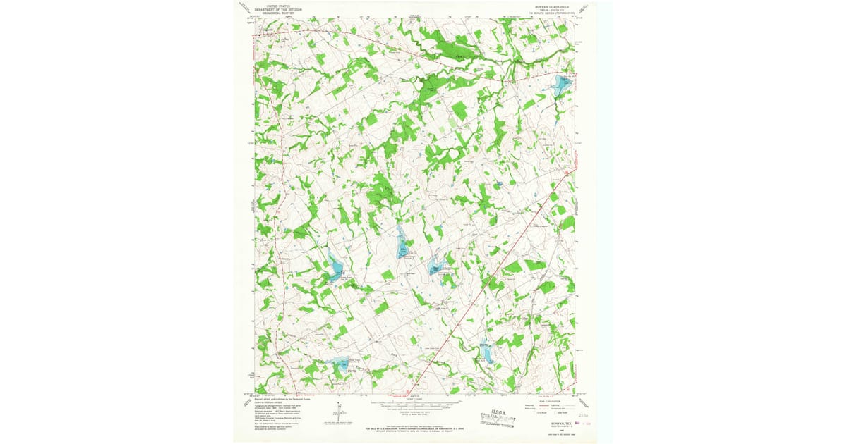 1965 Map of Bunyan, Erath County, TX — High-Res | Pastmaps