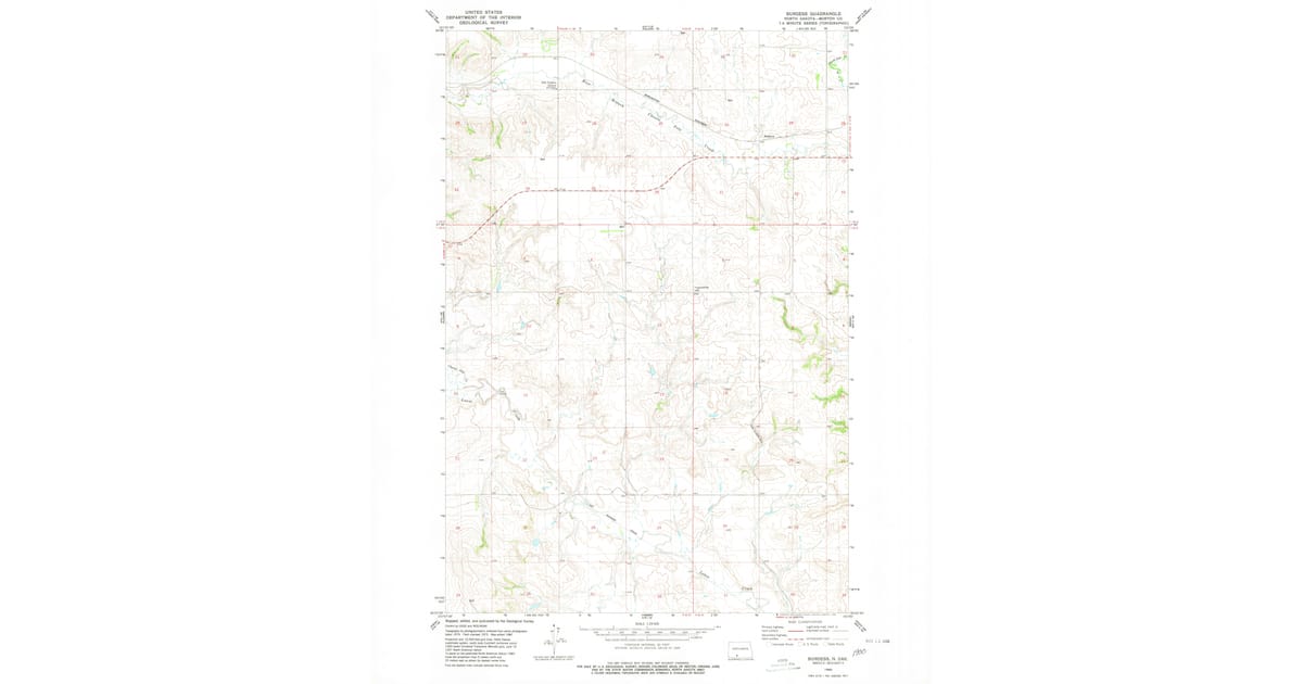 1980 Map of Burgess, Morton County, ND — High-Res | Pastmaps