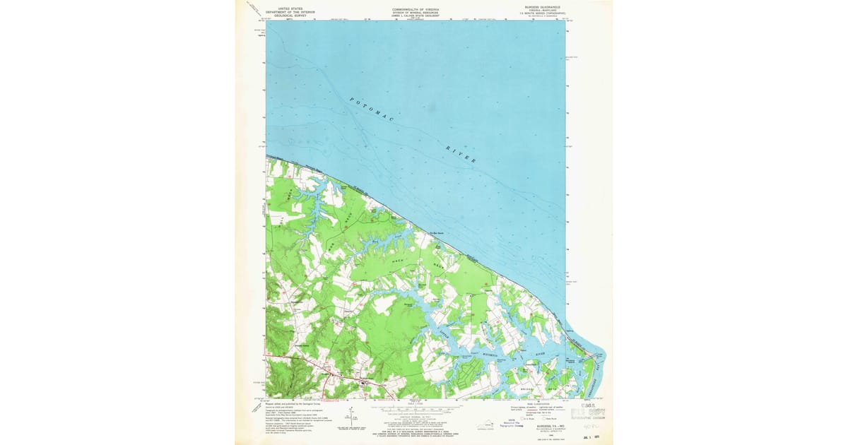 1968 Map of Burgess, Northumberland County, VA — High-Res | Pastmaps