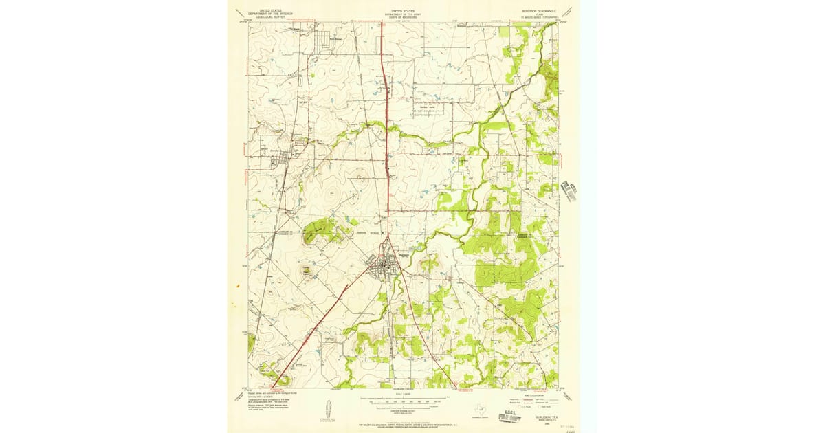 1955 Map of Burleson, TX — High-Res | Pastmaps