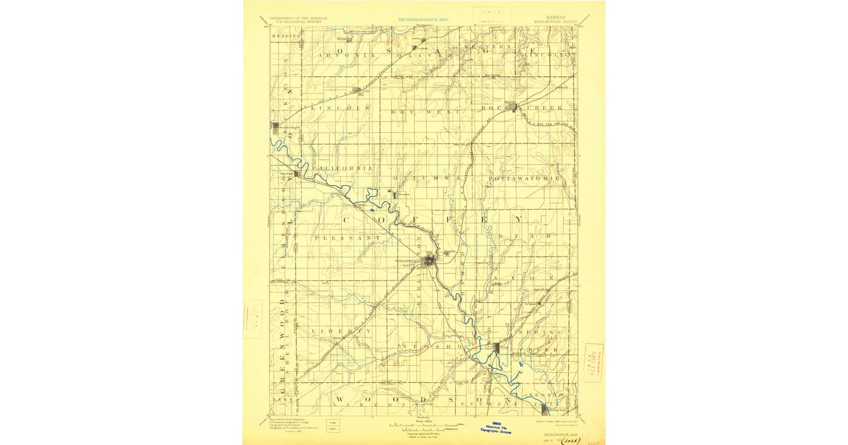 1894 Map of Burlington, KS — High-Res, 1927 Print | Pastmaps