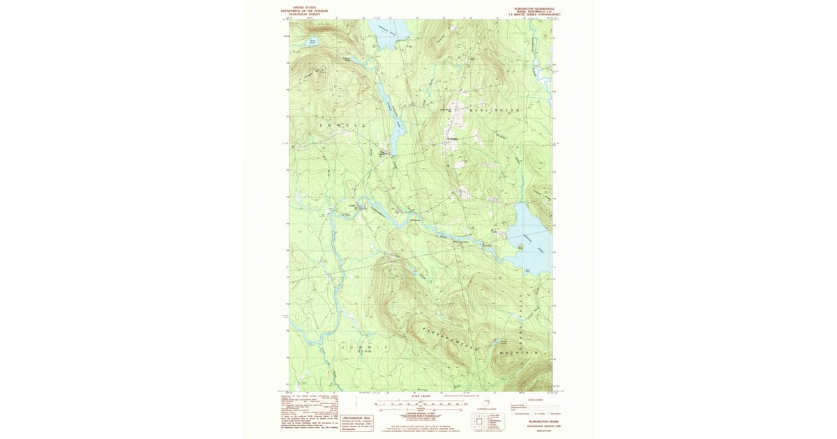 1988 Map of Burlington, Penobscot County, ME — High-Res | Pastmaps
