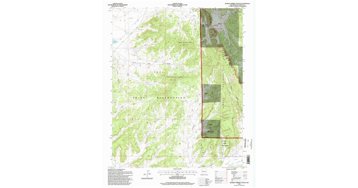 1995 Map of Burned Timber Canyon, McKinley County, NM — High-Res | Pastmaps