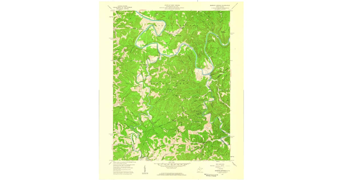 1957 Map of Burning Springs, Wirt County, WV — High-Res | Pastmaps