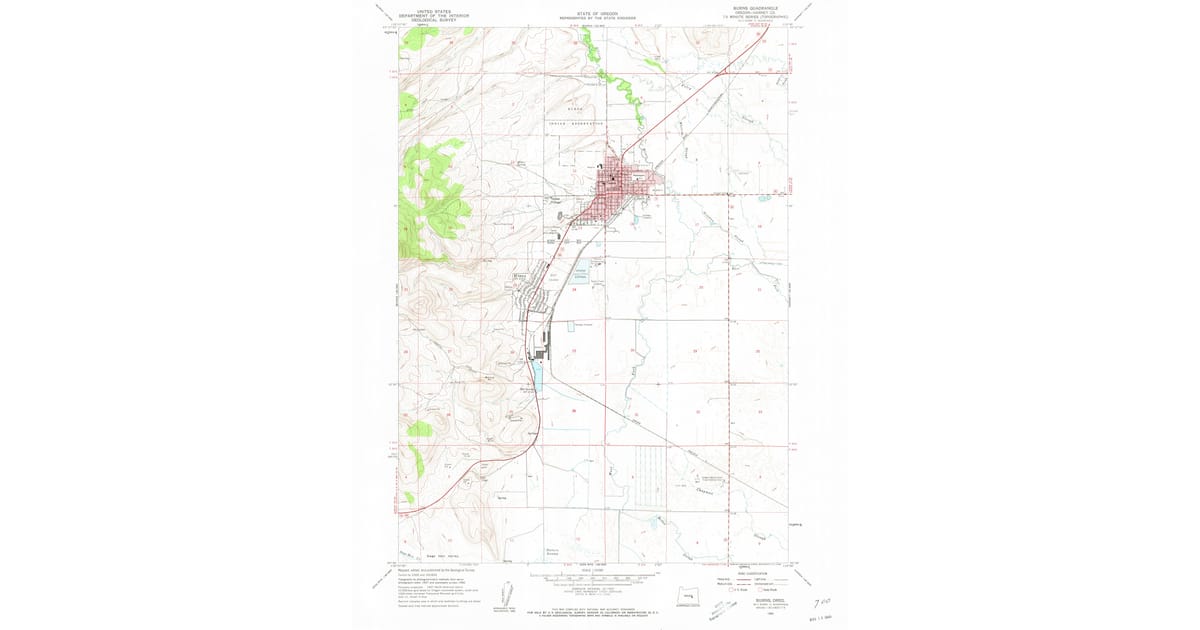 1960 Map of Burns, OR — High-Res, 1962 Print #3 | Pastmaps