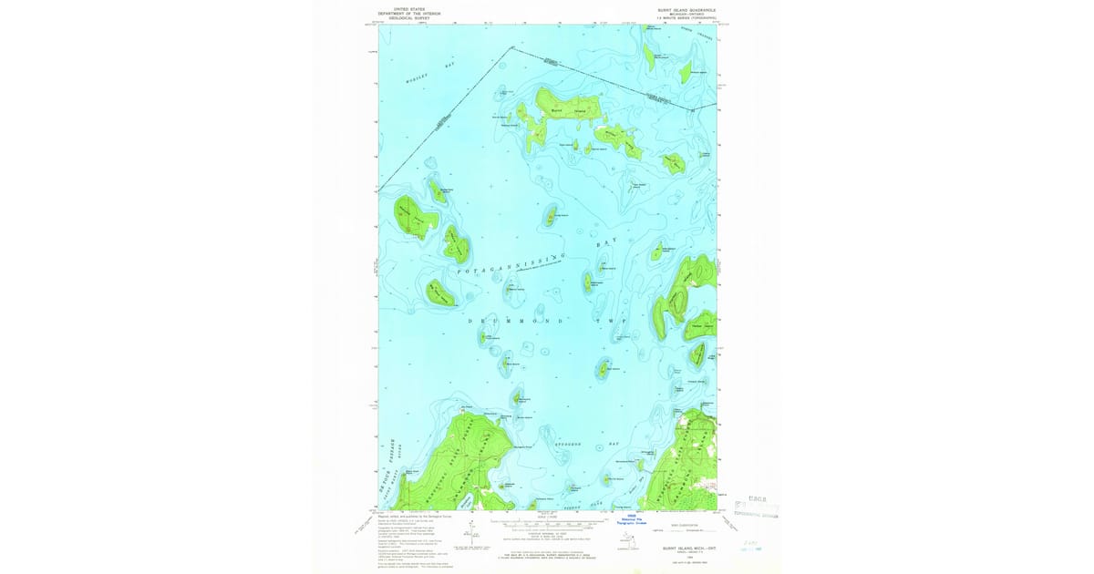 1964 Map of Burnt Island, Chippewa County, MI — High-Res | Pastmaps