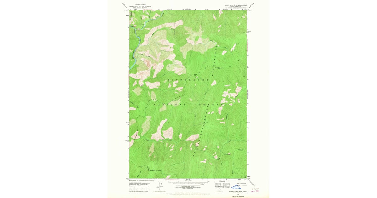 1966 Map of Burnt Strip Mtn, Idaho County, ID — High-Res | Pastmaps