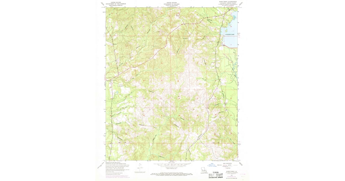 1954 Map of Burr Ferry, Vernon Parish, LA — High-Res, 1968 Print | Pastmaps