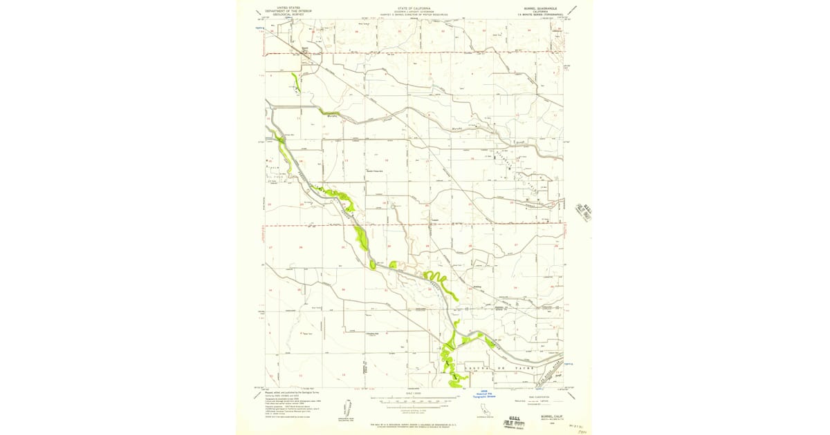 1954 Map of Burrel, Fresno County, CA — High-Res | Pastmaps