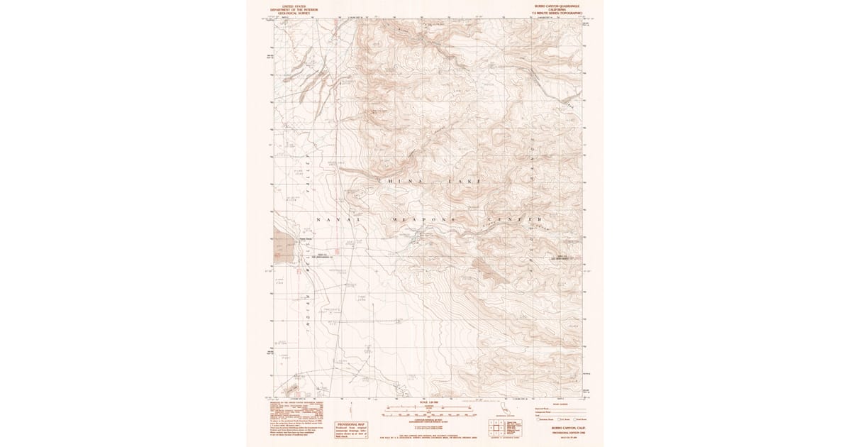 1982 Map of Burro Canyon, Inyo County, CA — High-Res | Pastmaps