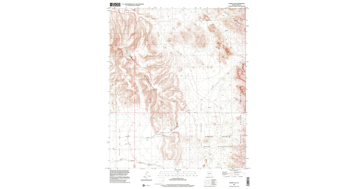 1996 Map of Burro Gap, Pima County, AZ — High-Res | Pastmaps