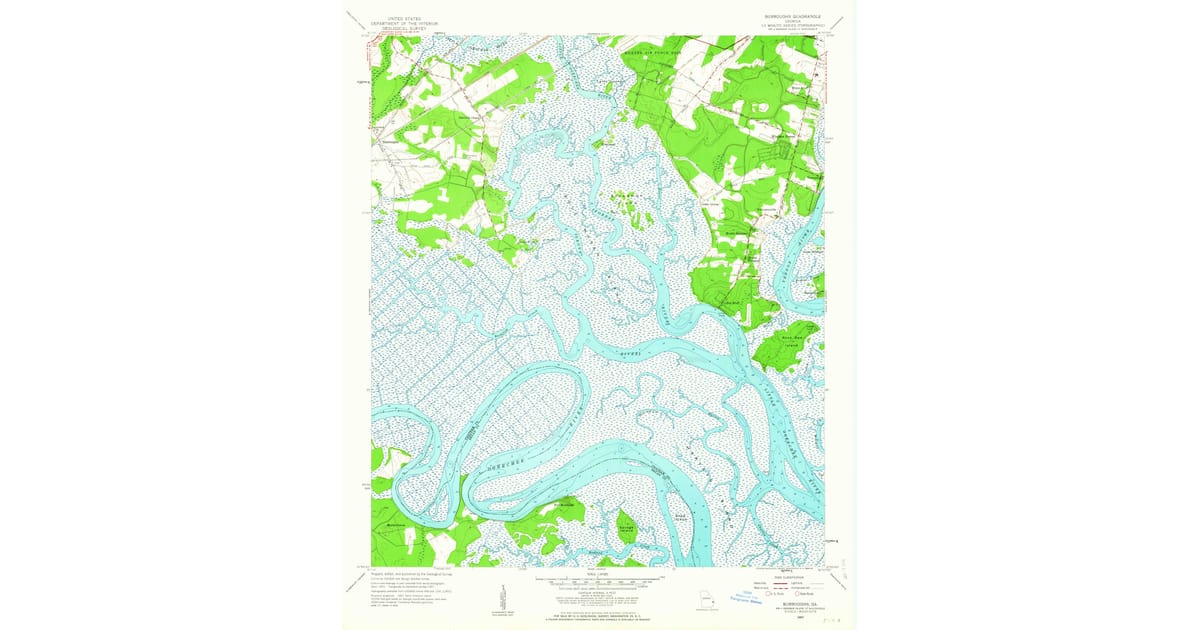 1957 Map of Burroughs, Chatham County, GA — High-Res, 1964 Print | Pastmaps