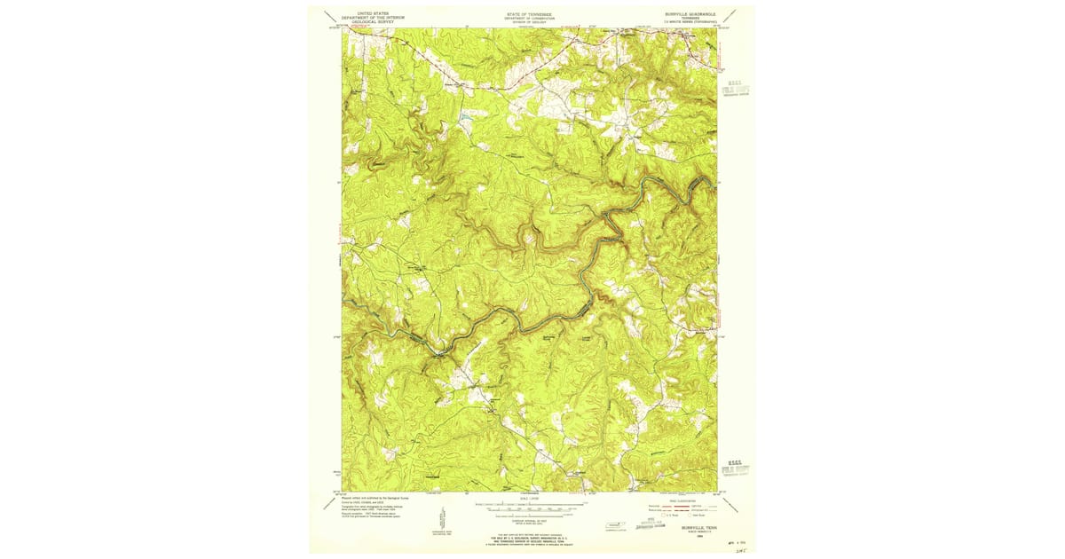 1954 Map of Burrville, Fentress County, TN — High-Res | Pastmaps