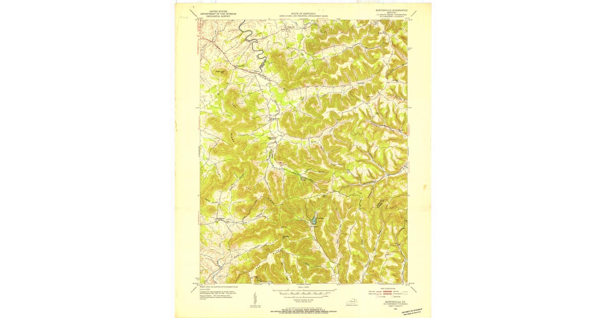 1951 Map of Burtonville, Fleming County, KY — High-Res | Pastmaps
