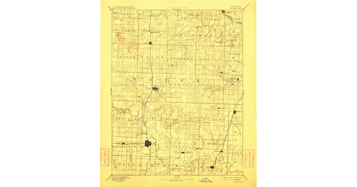 1894 Map of Butler, MO — High-Res, 1912 Print | Pastmaps