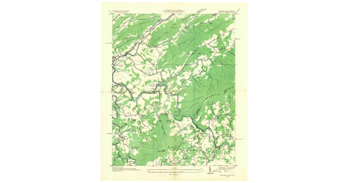 1935 Map of Butler, TN — High-Res | Pastmaps