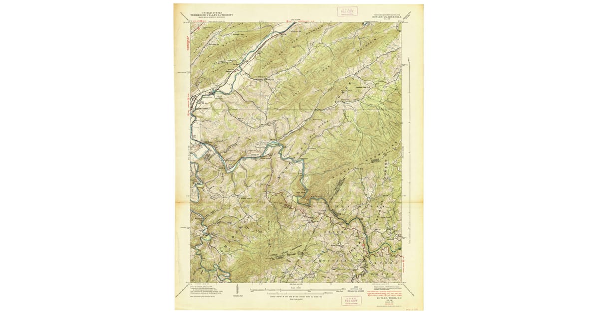 1938 Map of Butler, TN — High-Res | Pastmaps