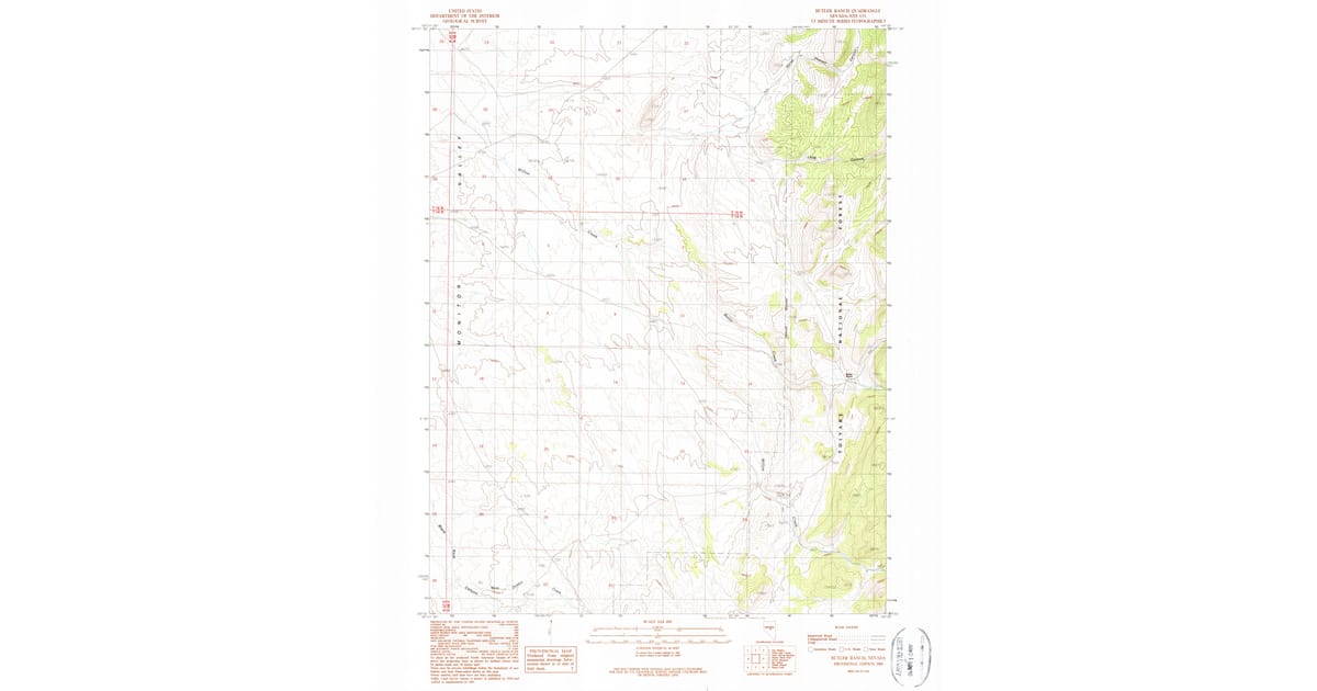 1989 Map of Butler Ranch, Nye County, NV — High-Res | Pastmaps