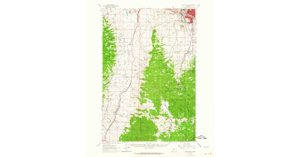 1961 Map of Butte South, Silver Bow County, MT — High-Res | Pastmaps