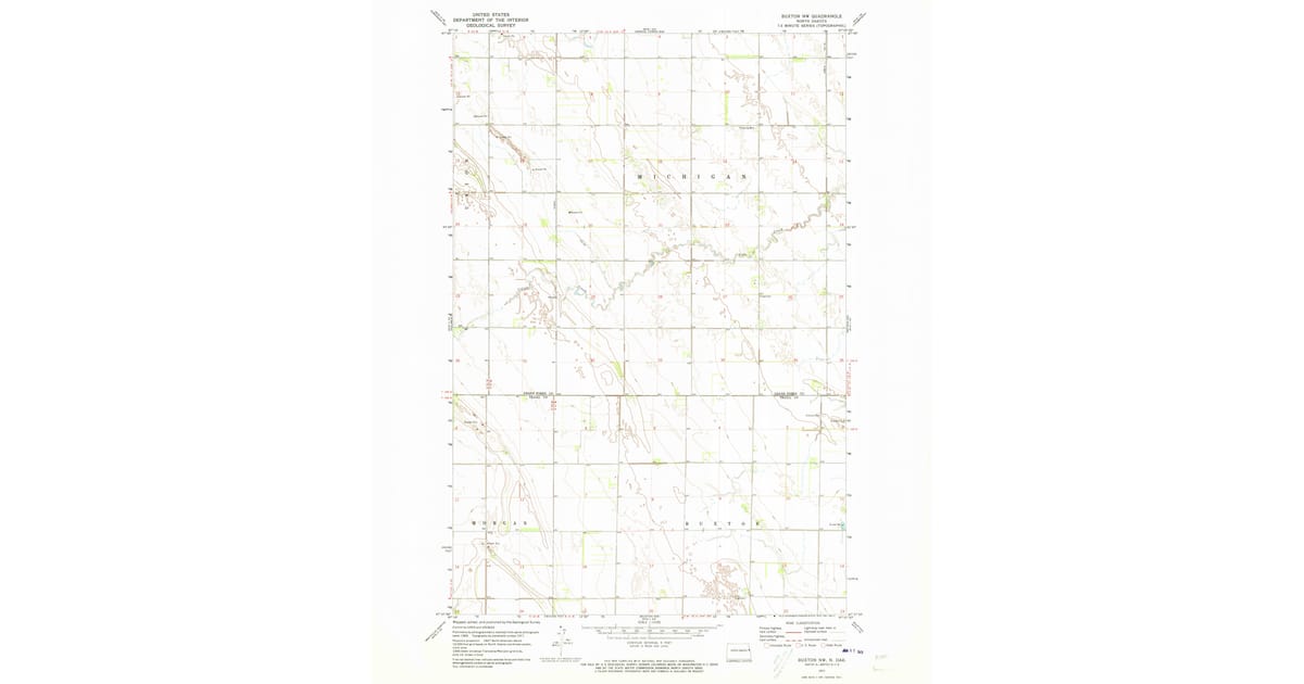 1971 Map of Buxton NW, Grand Forks County, ND — High-Res | Pastmaps