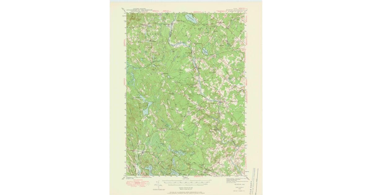 1942 Map of Buxton, York County, ME — High-Res, 1965 Print | Pastmaps