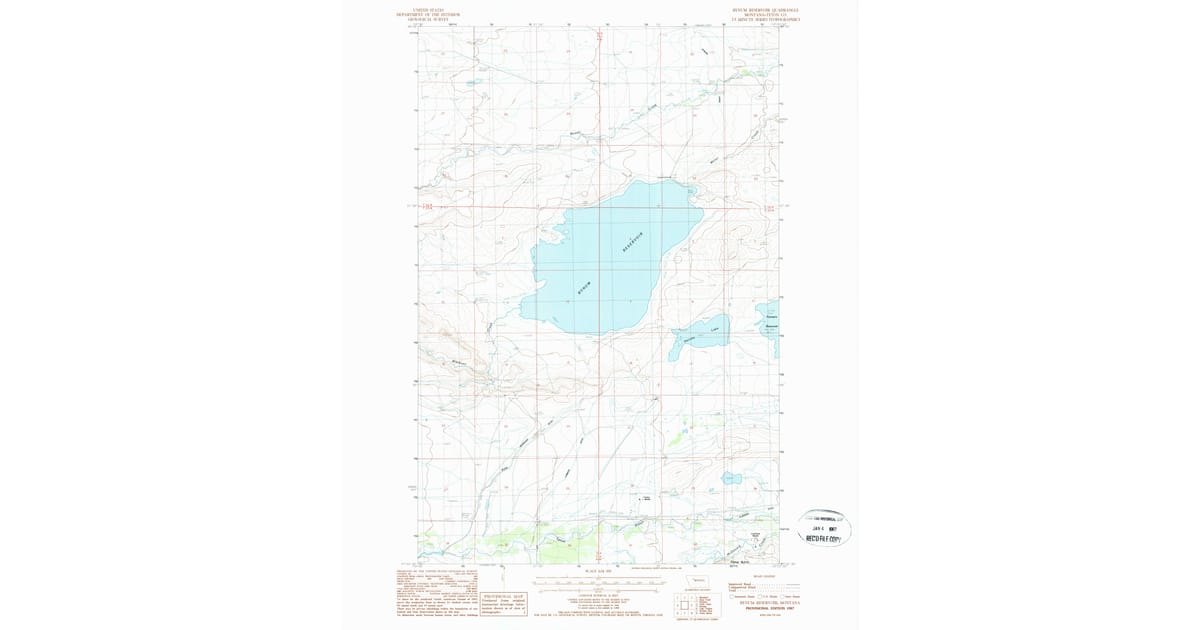 1987 Map of Bynum Reservoir, Teton County, MT — High-Res | Pastmaps