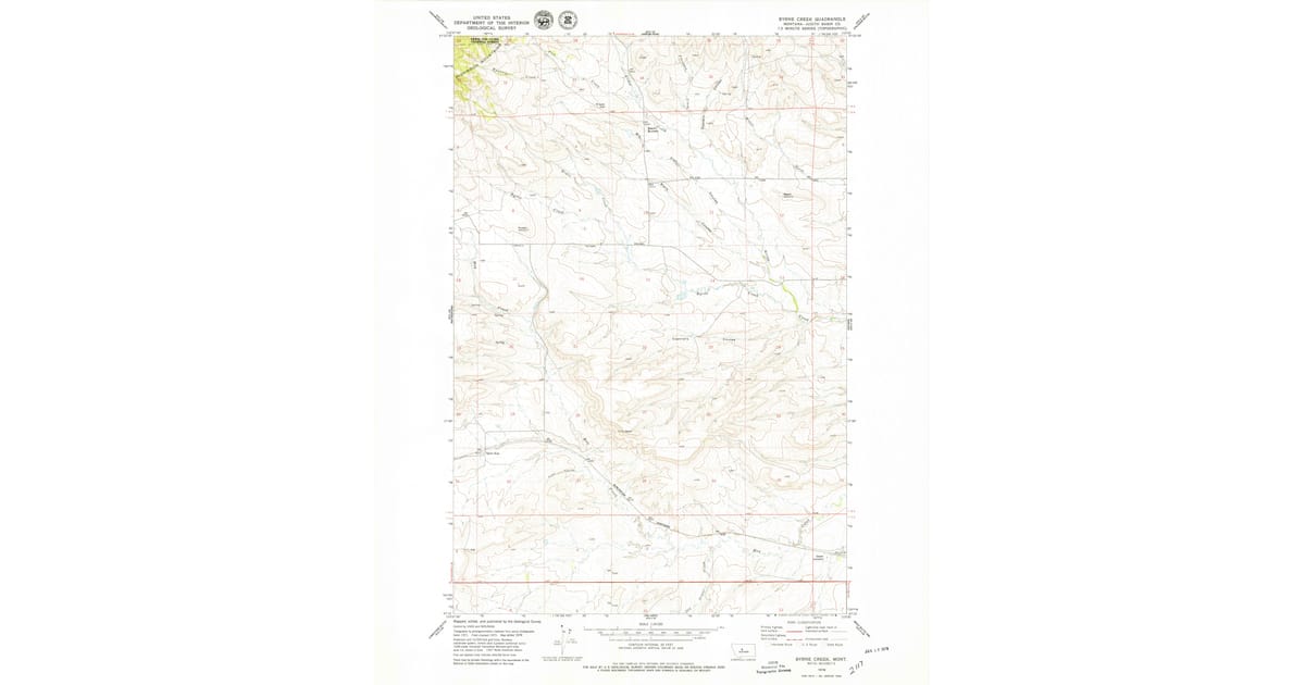 1978 Map of Byrne Creek, Judith Basin County, MT — High-Res | Pastmaps